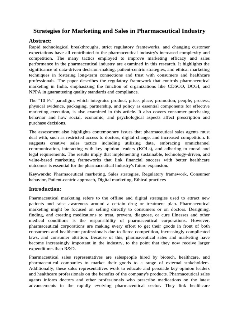 Parth Patel | PDF | Marketing | Pharmaceutical Industry
