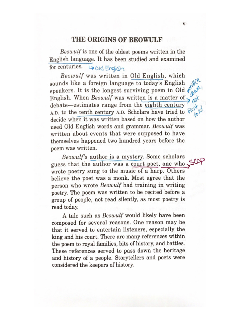 Beowulf Part 1-Grendel and The Coming of Beowulf | PDF