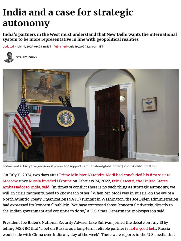 3B.3 India and A Case For Strategic Autonomy in Multipolar World - The ...