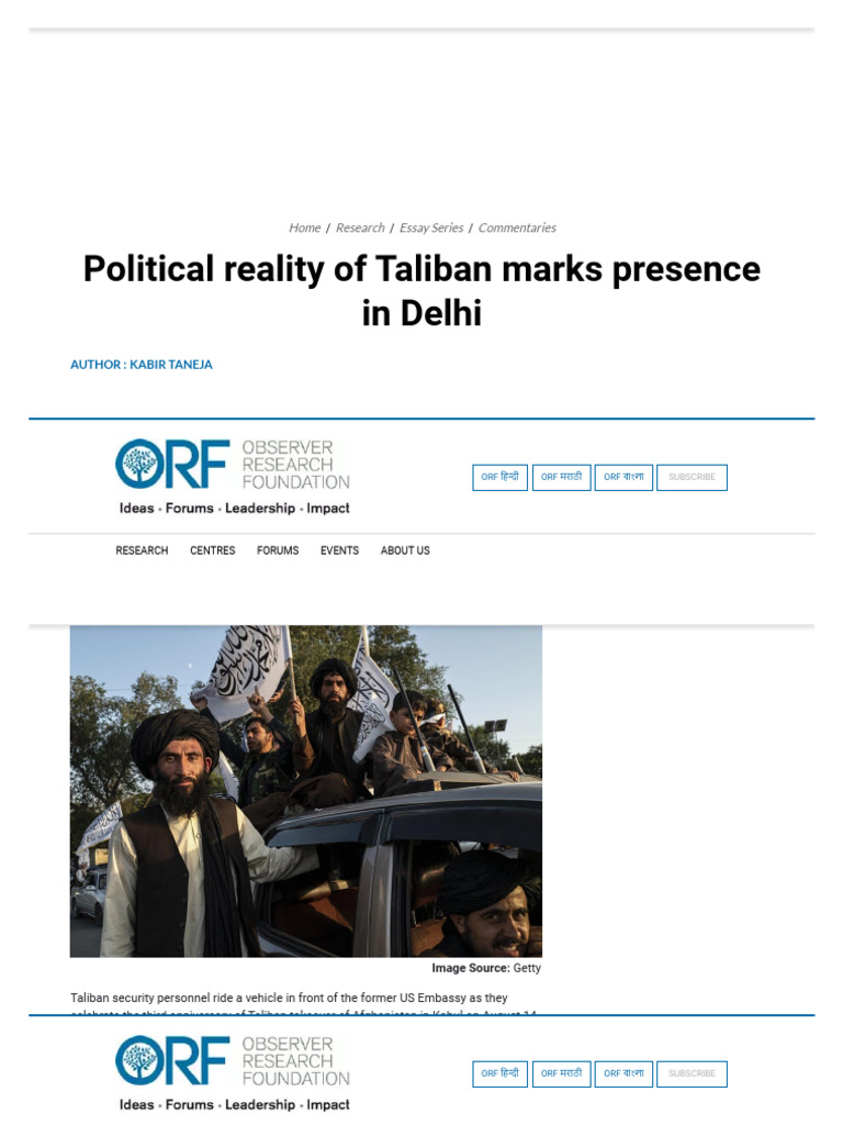 Political Reality of Taliban Marks Presence in Delhi | PDF | Taliban ...