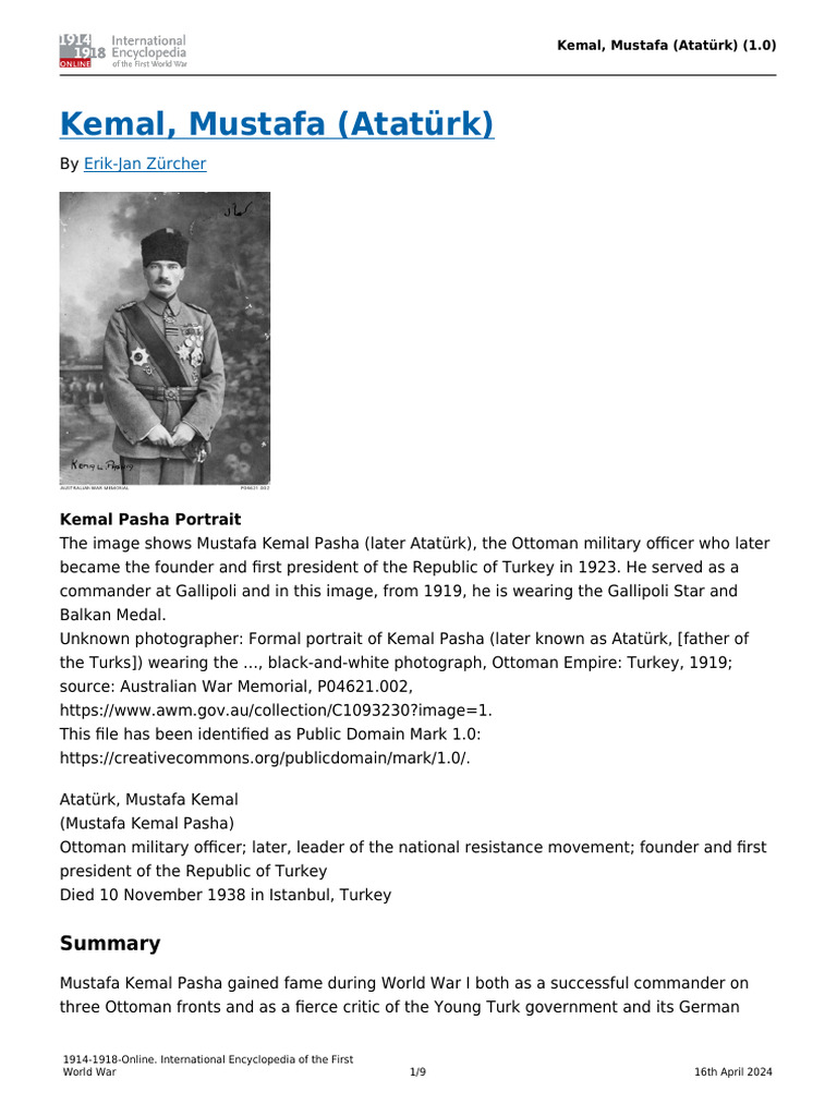 Mustafa Kemal | PDF | Mustafa Kemal Atatürk | Turkey