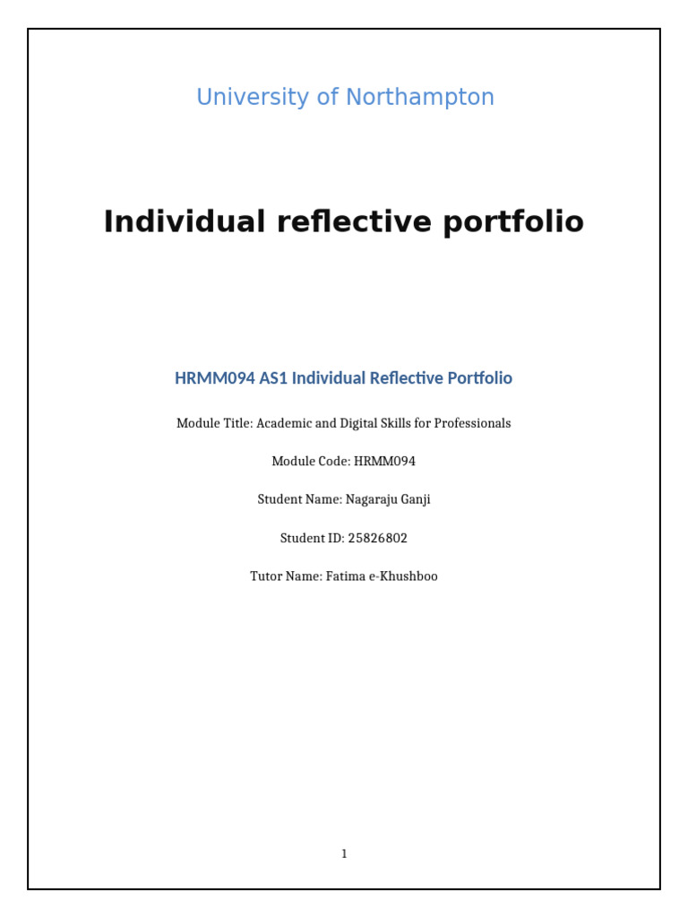HRMM094 Reflective Portfolio | PDF | Critical Thinking | Artificial ...