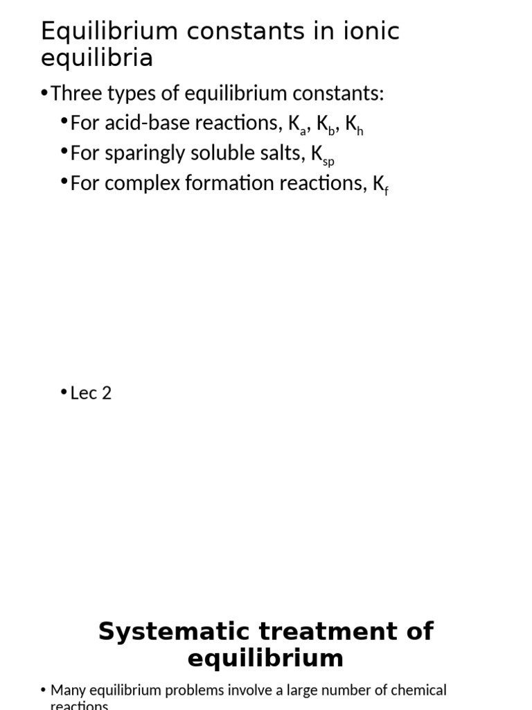 LEC 2 HCH111, Ionic Equilibrium, 2023 | PDF | Acid Dissociation Constant | Acid