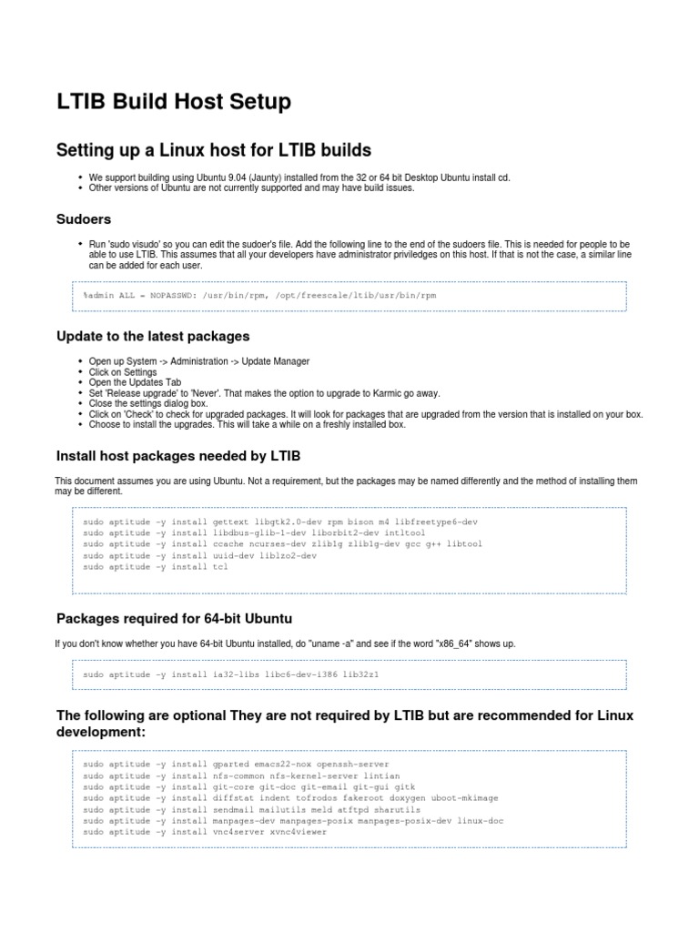 Ltib Build Host Setup | PDF | Ubuntu (Operating System) | Sudo