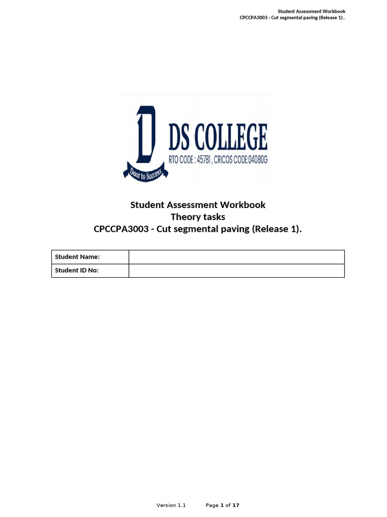 Segmental Paving Assessment Workbook | PDF | Road Surface | Personal ...