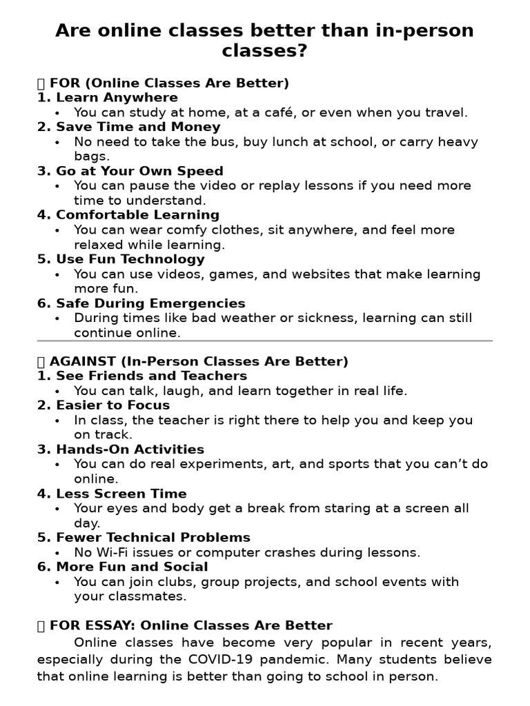 Are Online Classes Better Than in Person Classes | PDF | Learning