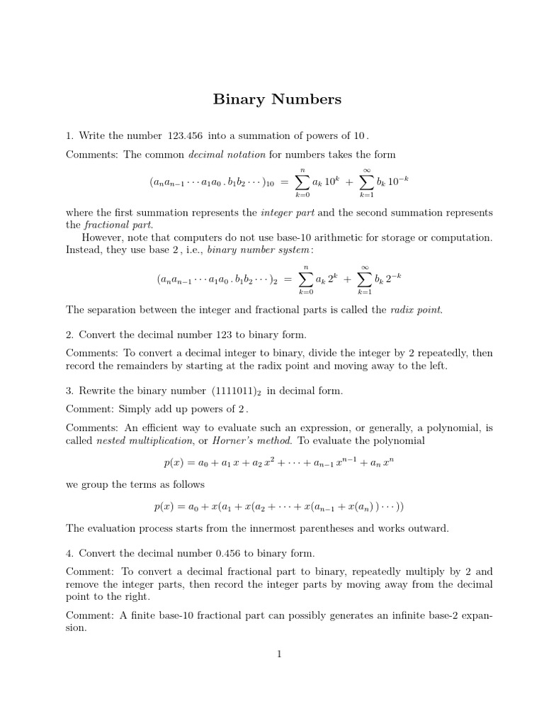 Lec1 Binary | PDF | Decimal | Numbers
