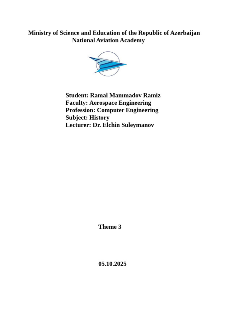 Ramal Mammadov Ramiz Theme 3 | PDF | Asia