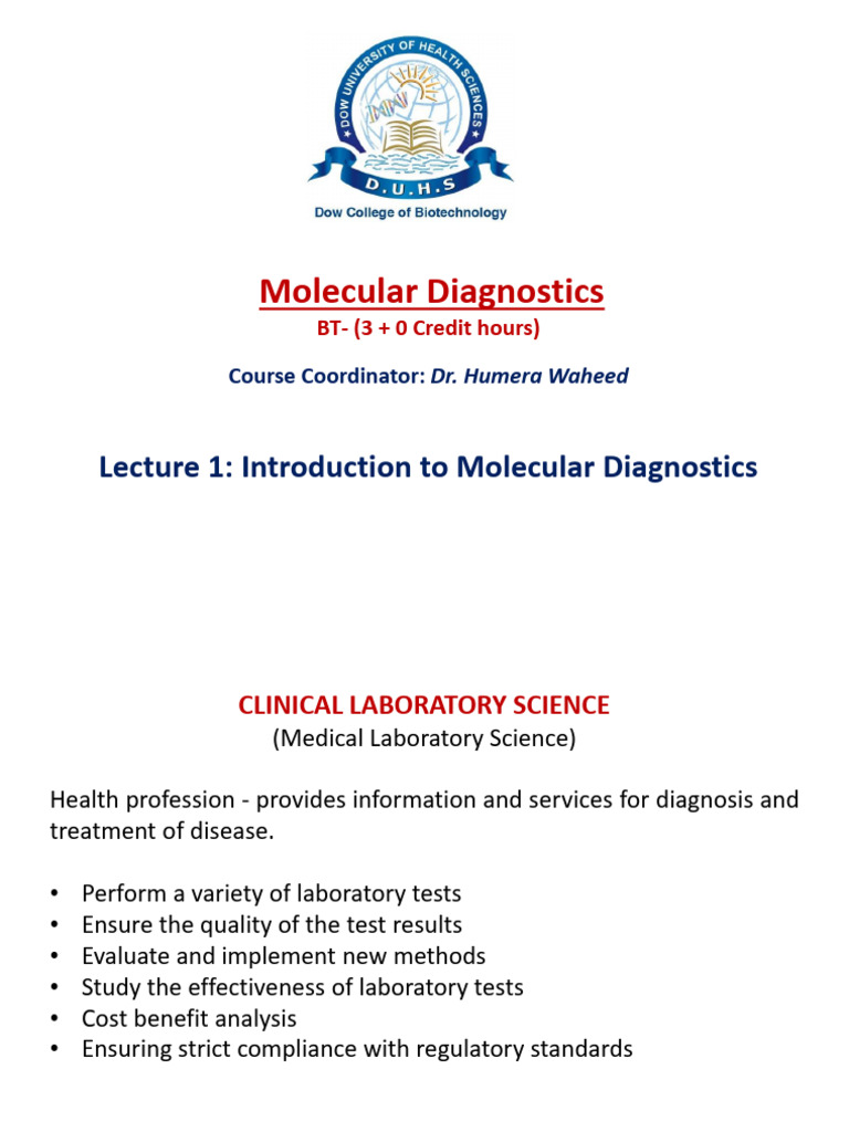 L1-Introduction To Molecular Diagnostics | PDF | Infection | Medical ...