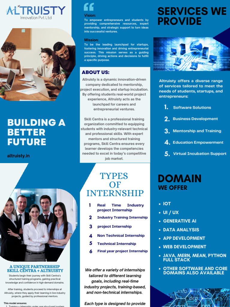 Internship Brochure | PDF | Mentorship | Startup Company