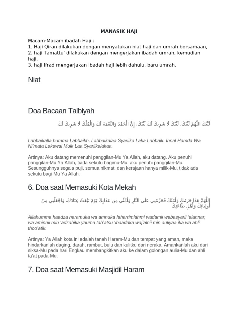 Doa Manasik Haji | PDF