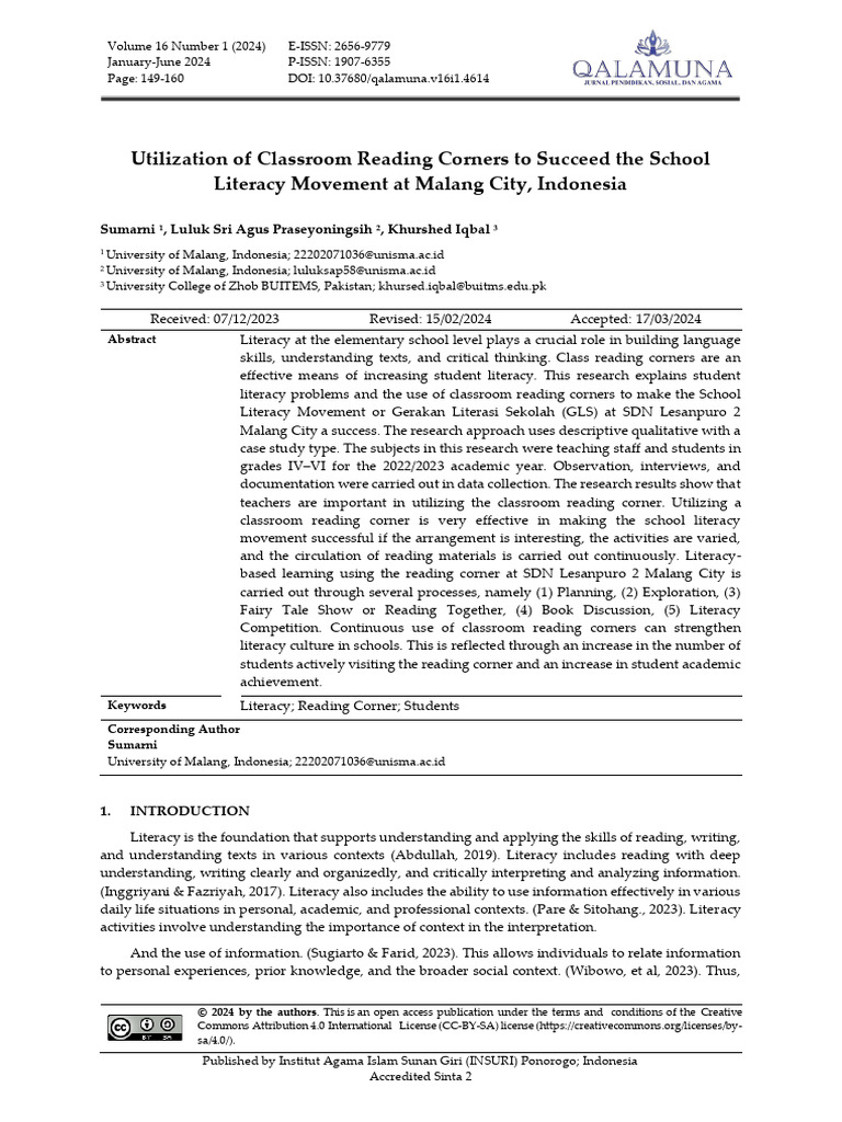 4614-Article Text-25682-1-10-20240317 | PDF | Literacy | Teachers