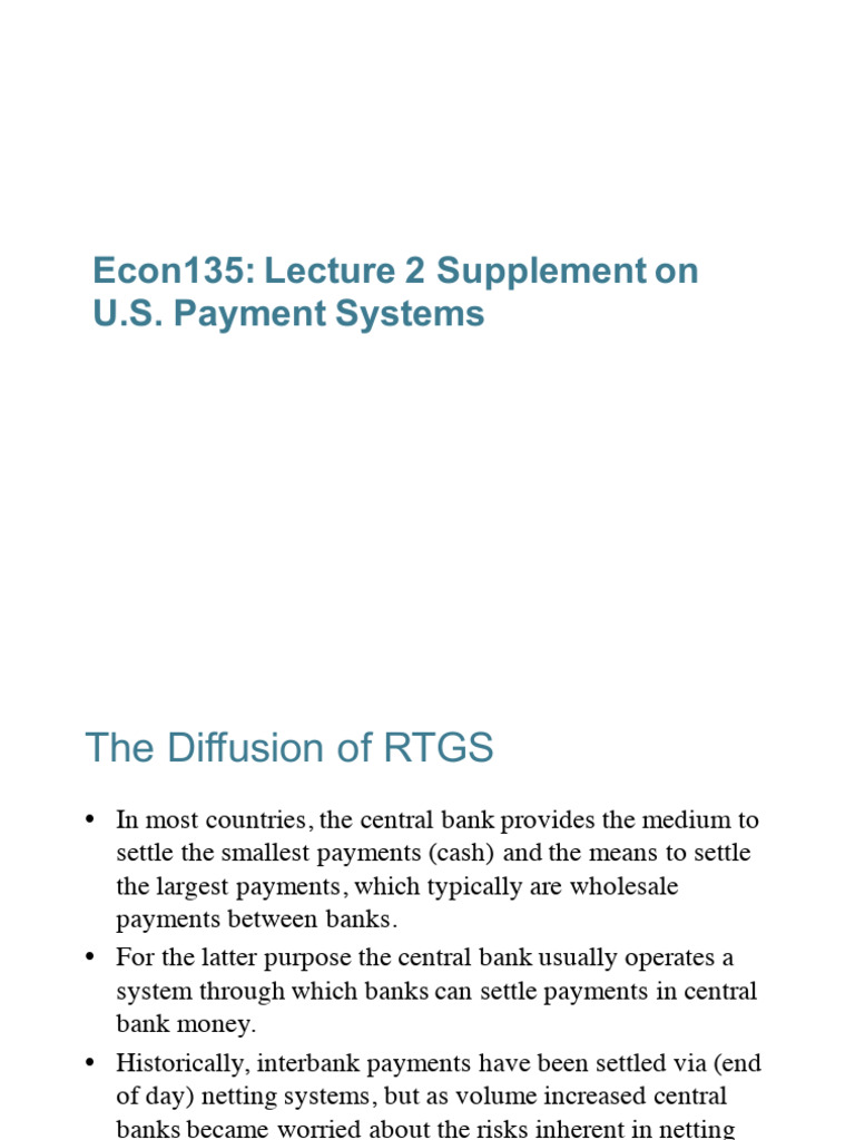 Lecture 2 Supplement U.S. Payment Systems | PDF | Clearing (Finance) | Overdraft