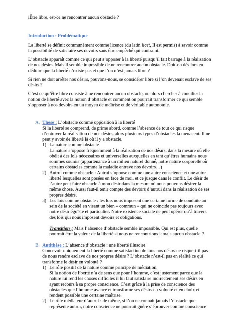 Liberté et Obstacles : Une Réflexion Profonde | PDF | Liberté | La nature