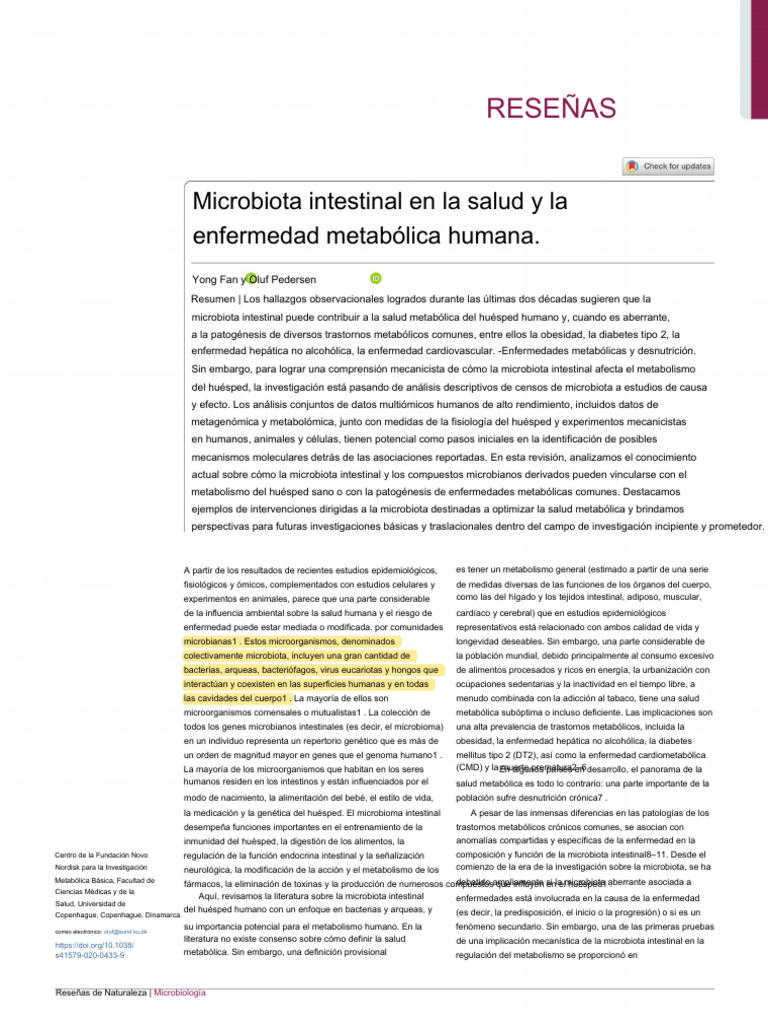 Microbiota intestinal y salud metabólica | PDF | La metabolómica ...