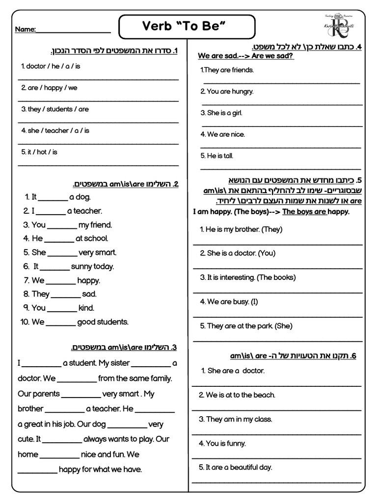 Verb to Be- Positivenegativeyesno Q A1- KarinB | PDF | Chess Theory | Chess