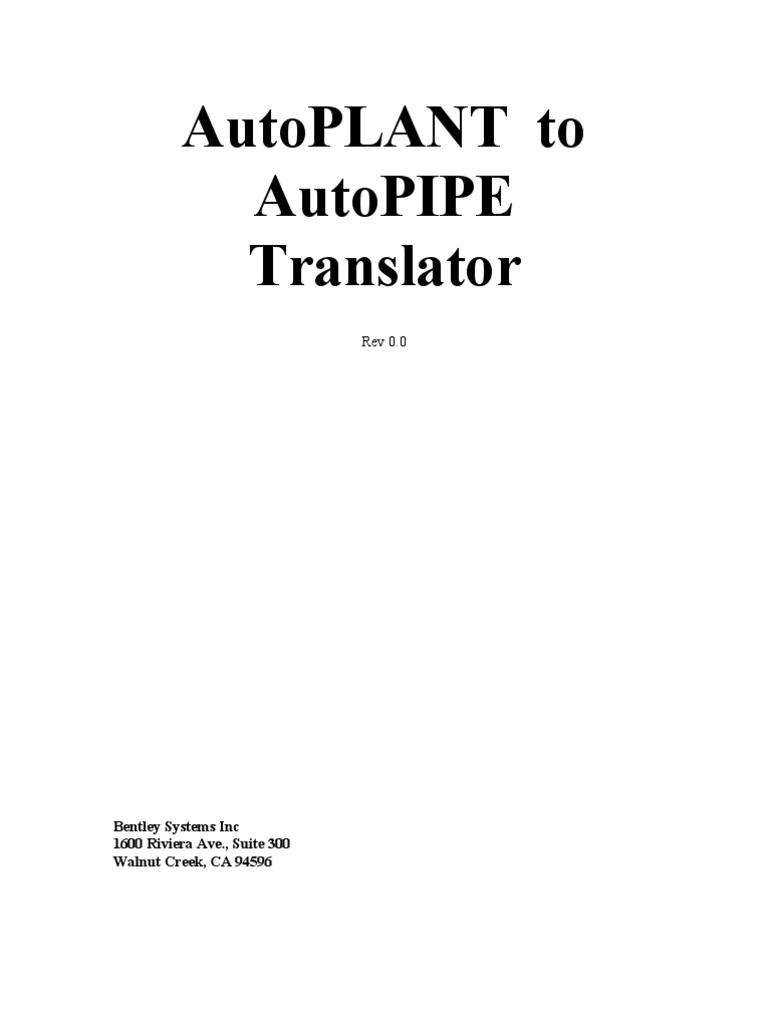 AutoPLANT to AutoPIPE Translation Guide | PDF | Computer Aided Design | Pipe (Fluid Conveyance)