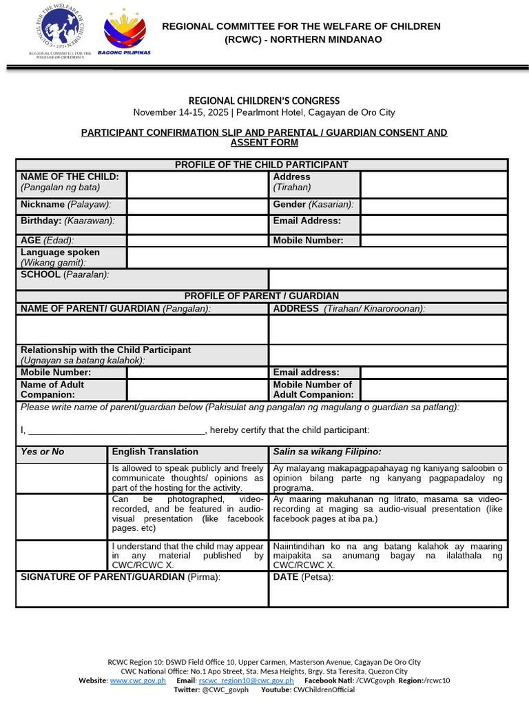 For Child Reps - Assent and Consent - Regional Children Congress | PDF ...