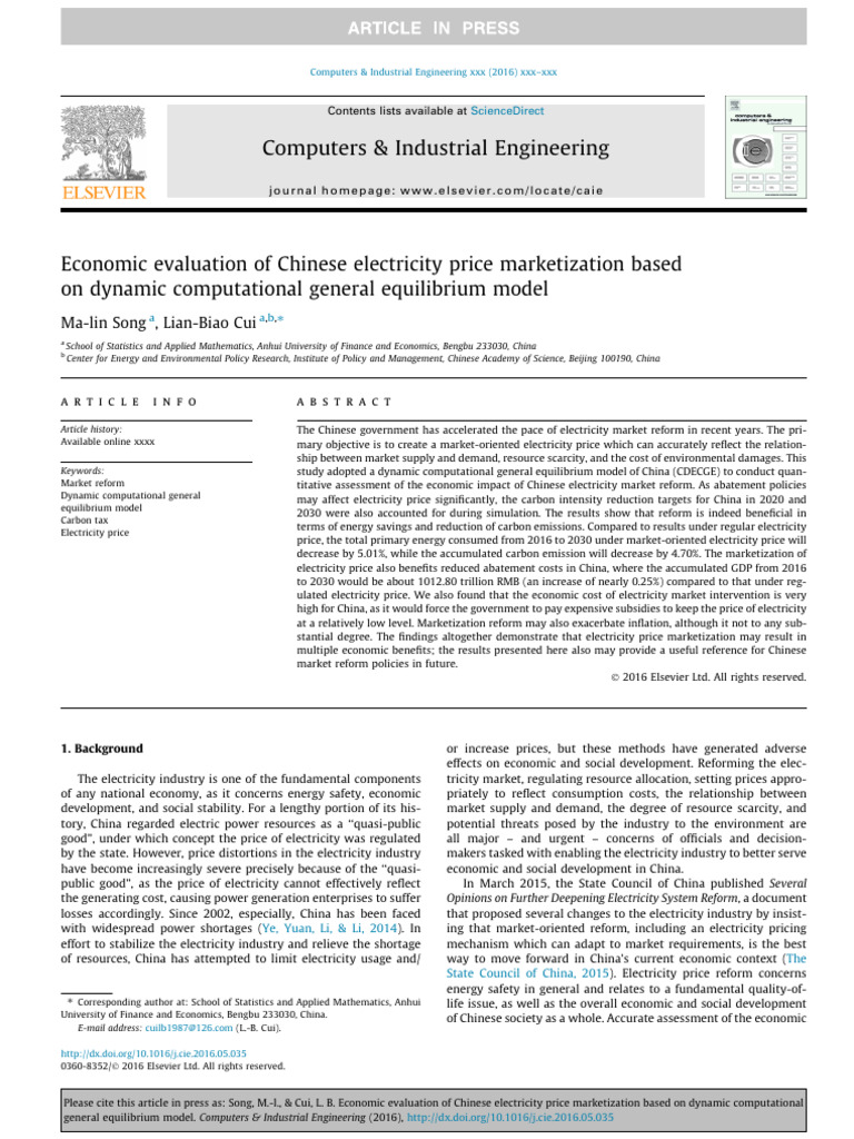 Economic Evaluation of Chinese Electricity Price Marketization Based ...