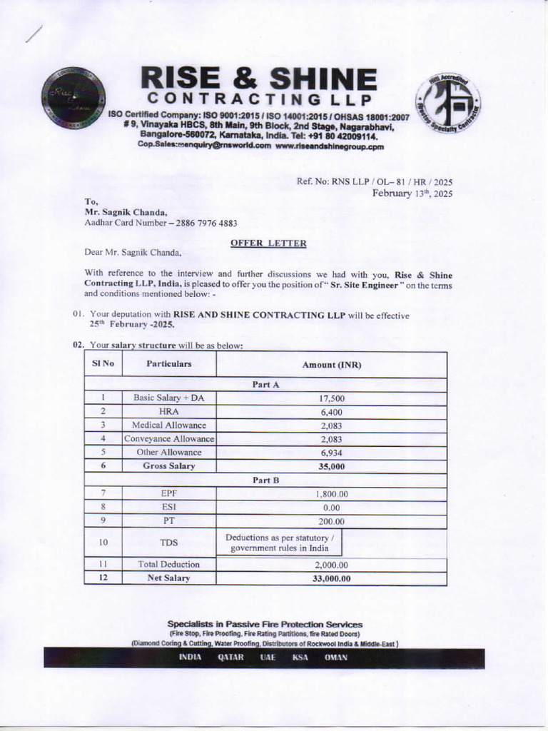 Scanned Appointment Letter | PDF