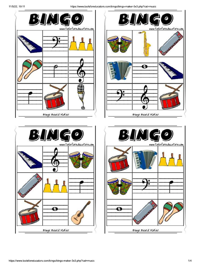 Bingo Figuras Musicales e Instrumentos | PDF