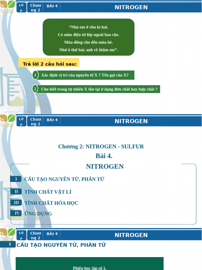 Bài 4. Nitrogen - Hoa11 KNTT | PDF