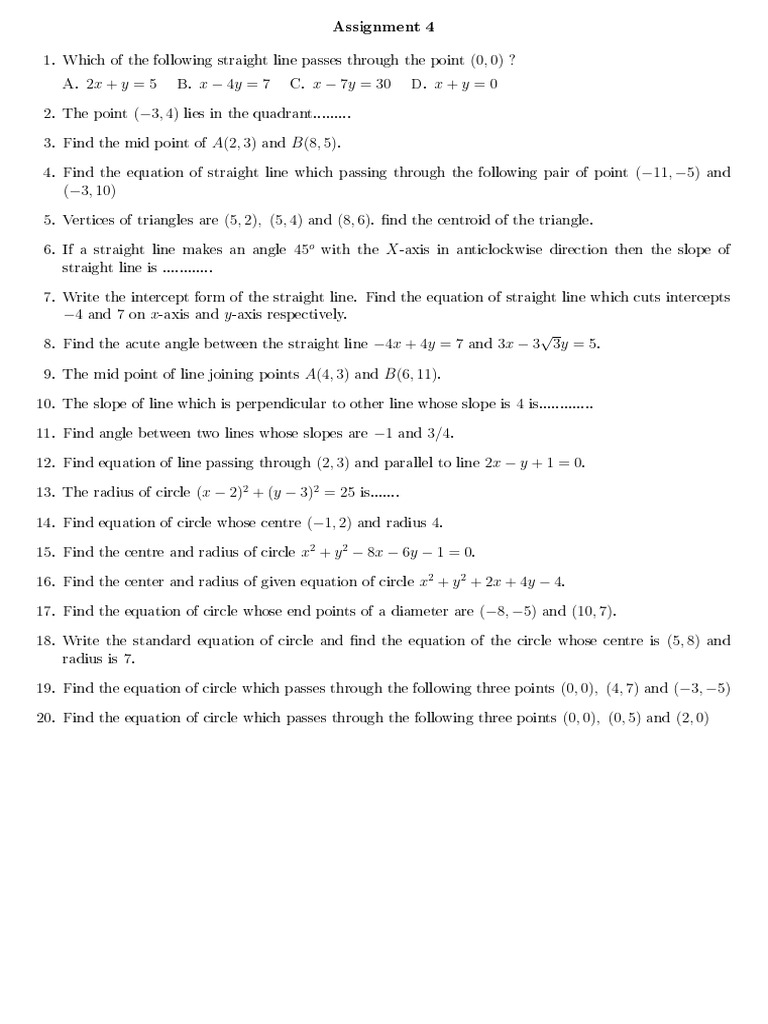 Assignment 4 Math 1 | PDF