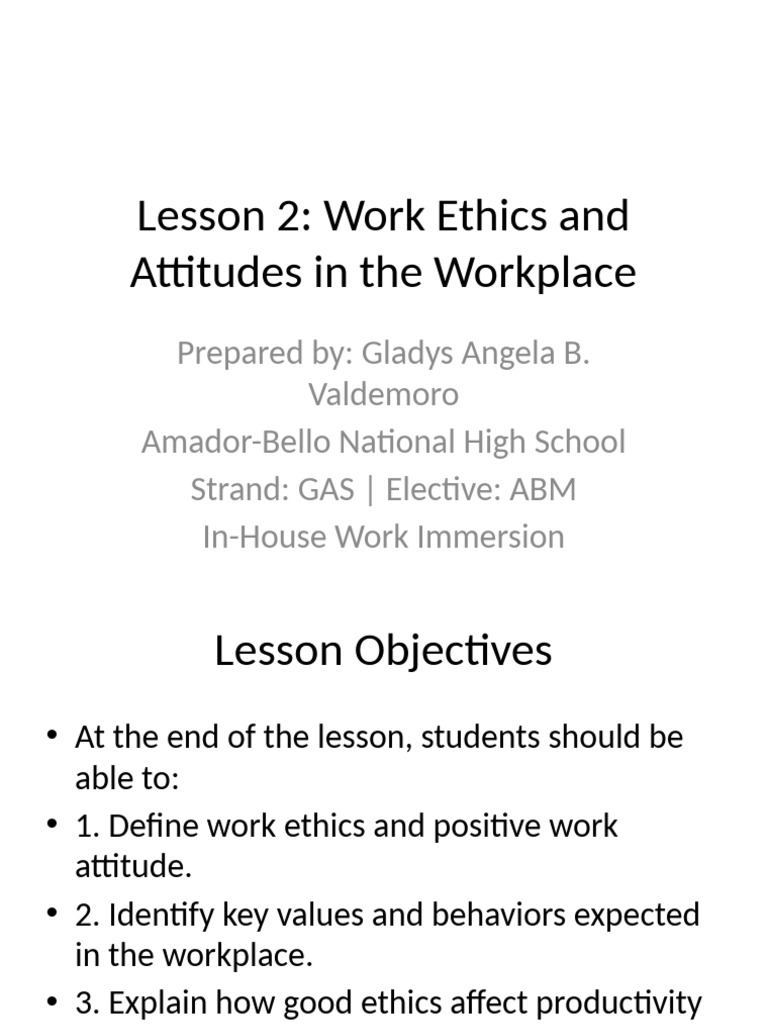Work Ethics and Attitudes in the Workplace | PDF | Value (Ethics ...