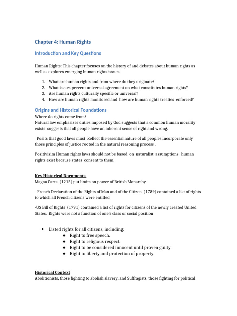 Chapter 4 Human Rights Full Text | PDF | Human Rights | Responsibility ...