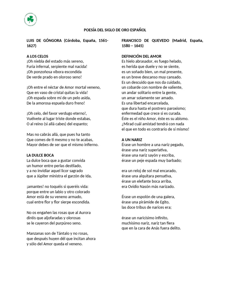 LUIS DE GÓNGORA y Francisco de Quevedo | PDF