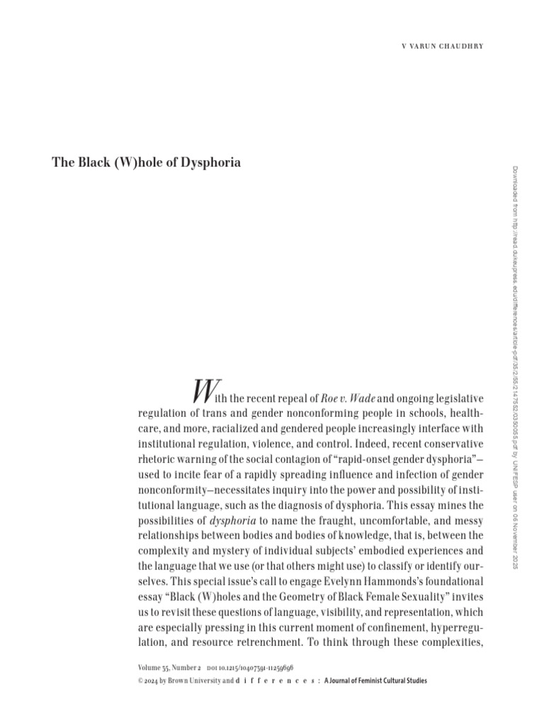 The Black (W) Hole of Dysphoria: V Varun Chaudhry | PDF | Transgender ...