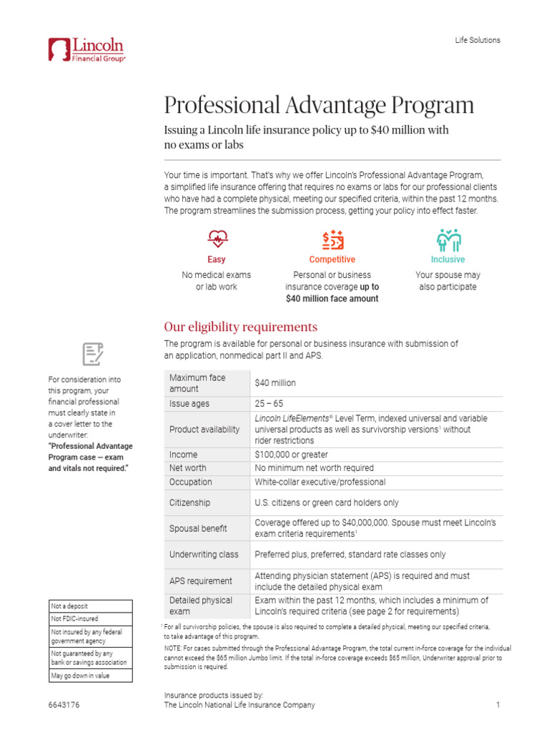 Professional Advantage Program Flyer _4_ (1) | PDF | Life Insurance ...