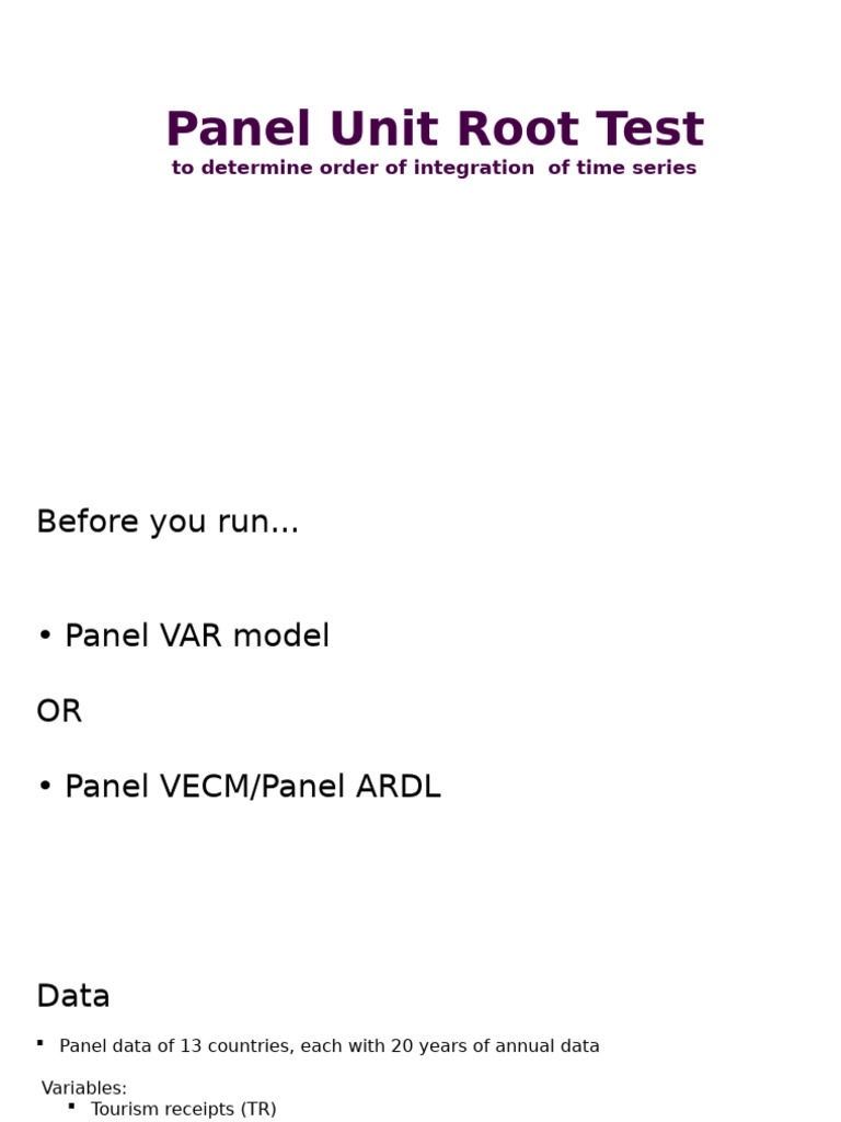 Panel Unit Root Test for Time Series Analysis | PDF