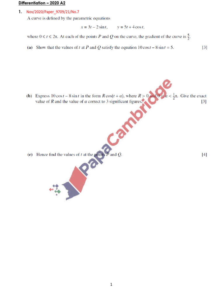 2020 A2 Differentiation | PDF