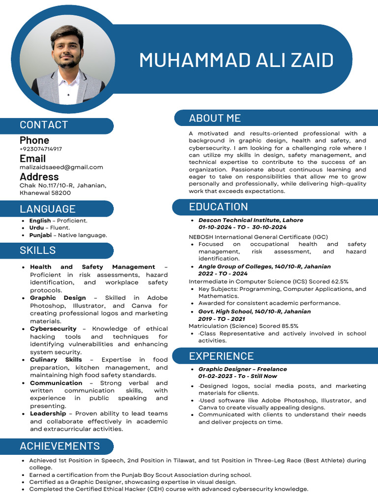 Muhammad Ali Zaid HSE. | PDF | Graphic Design | Occupational Safety And Health