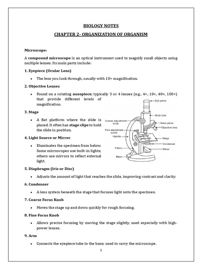 Chapter 2 - Organisation of Organism | PDF | Cell (Biology ...