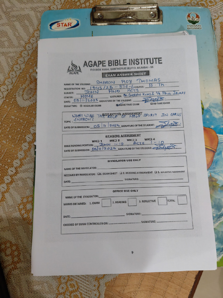 John and Acts Agape Online Exam | PDF