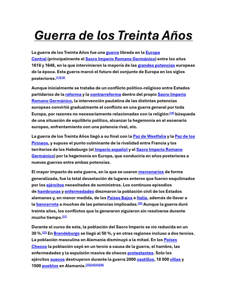 Guerra de los Treinta Años: Orígenes y Consecuencias | PDF | Casa de ...