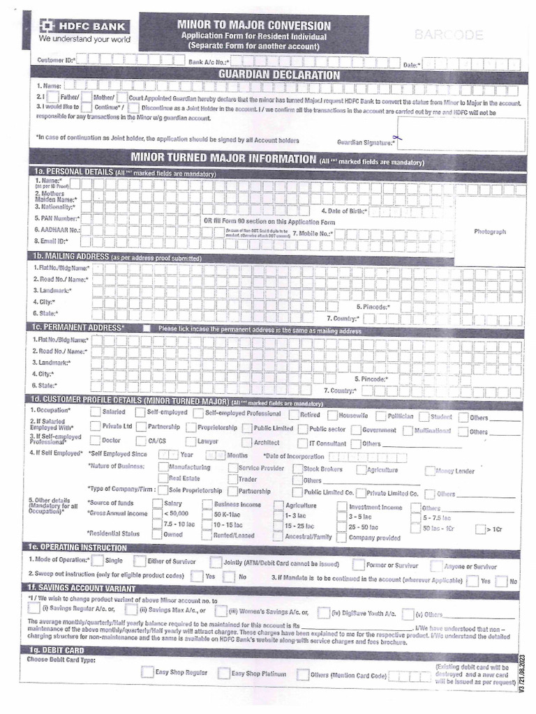 HDFC - Minor To Major Application | PDF