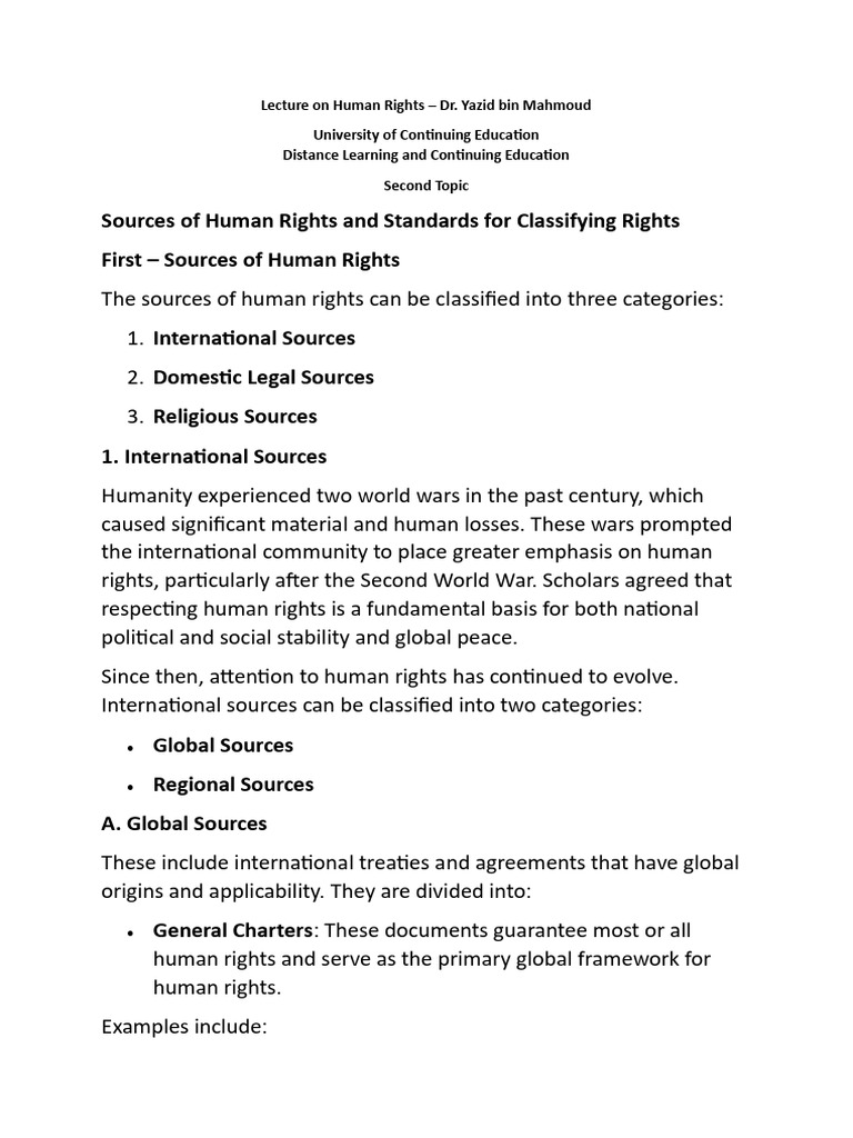 Sources and Standards of Human Rights | PDF | Human Rights | Rights