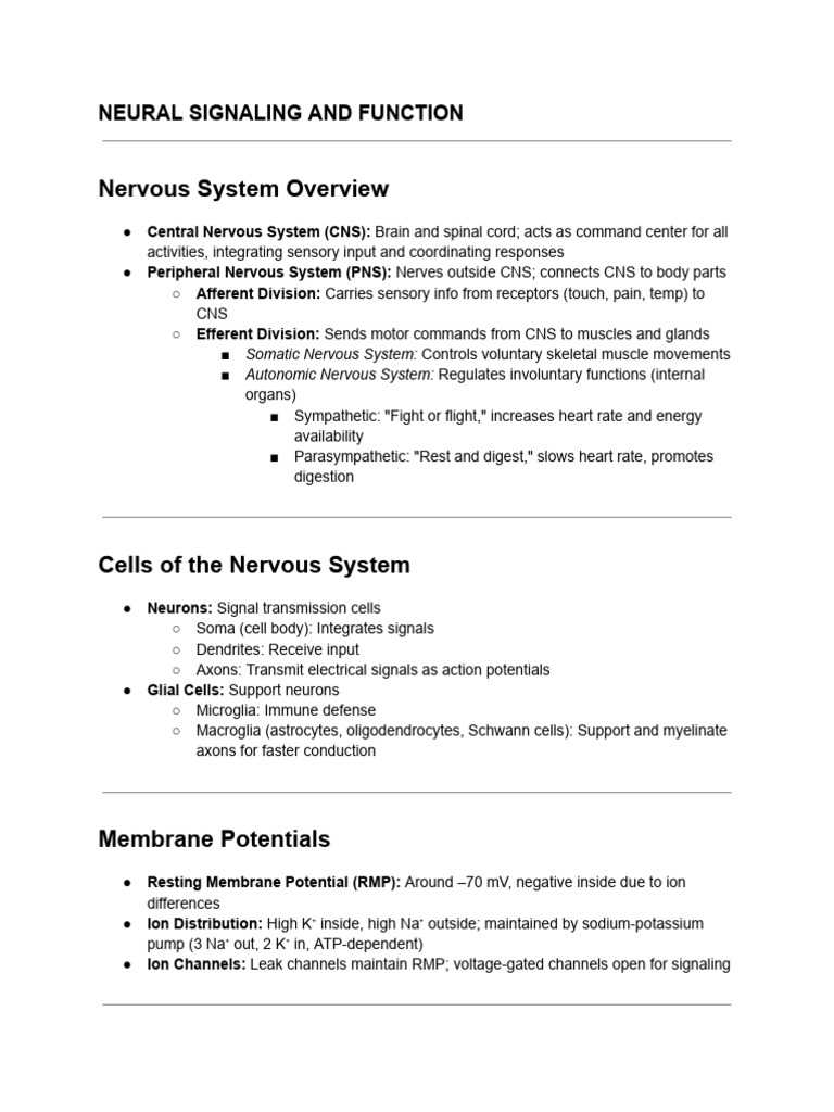Neural Signaling in the Nervous System | PDF | Action Potential ...