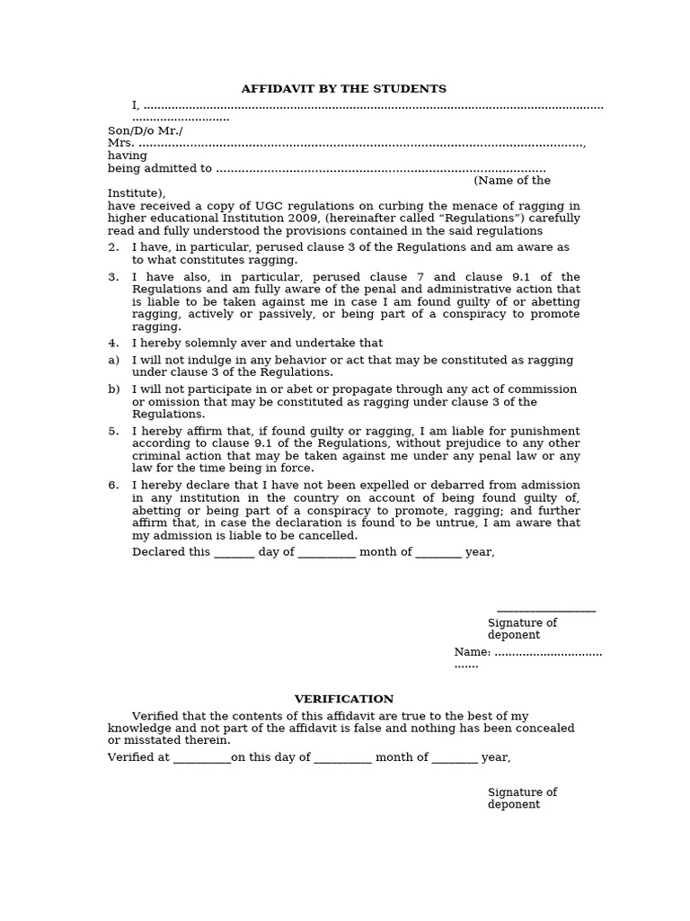 Annexure-8 Affidavit by Students | PDF | Affidavit | Justice