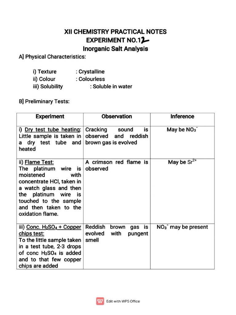 Chemistry Practical Exp-12 | PDF | Ammonia | Precipitation (Chemistry)