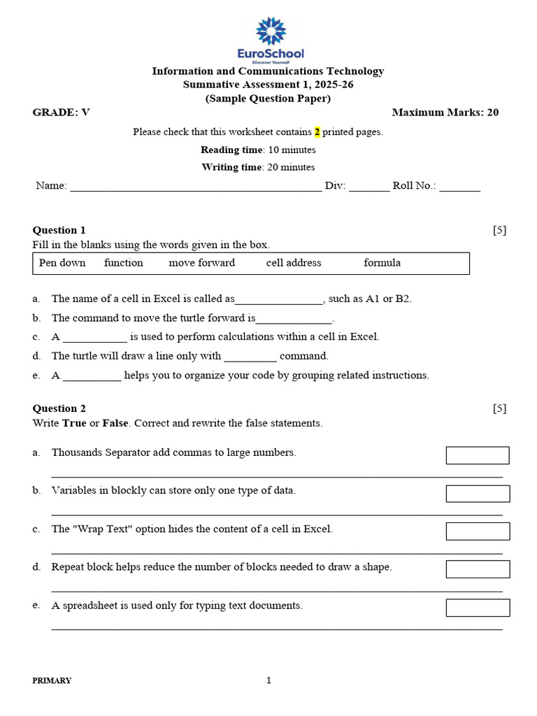 Ict PP3 QP | PDF | Microsoft Excel | Spreadsheet