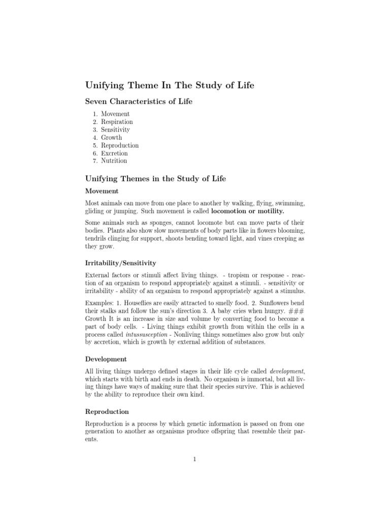 Lesson 2 - Unifying Theme in The Study of Life | PDF | Bacteria | Archaea
