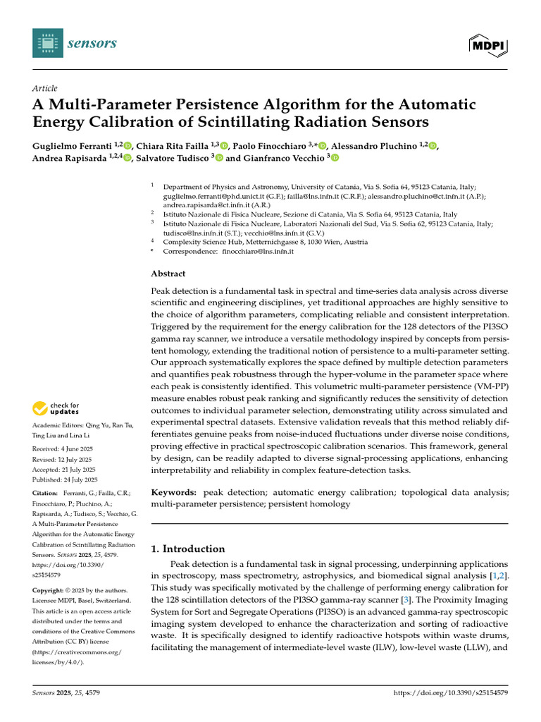A Multi-Parameter Persistence Algorithm For The Au | PDF | Normal Distribution | Spectroscopy