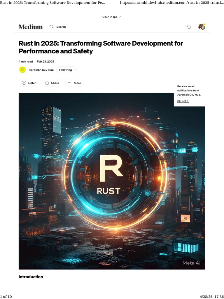 Rust in 2025 - Transforming Software Development For Performance and Safety - by Aarambh Dev Hub ...