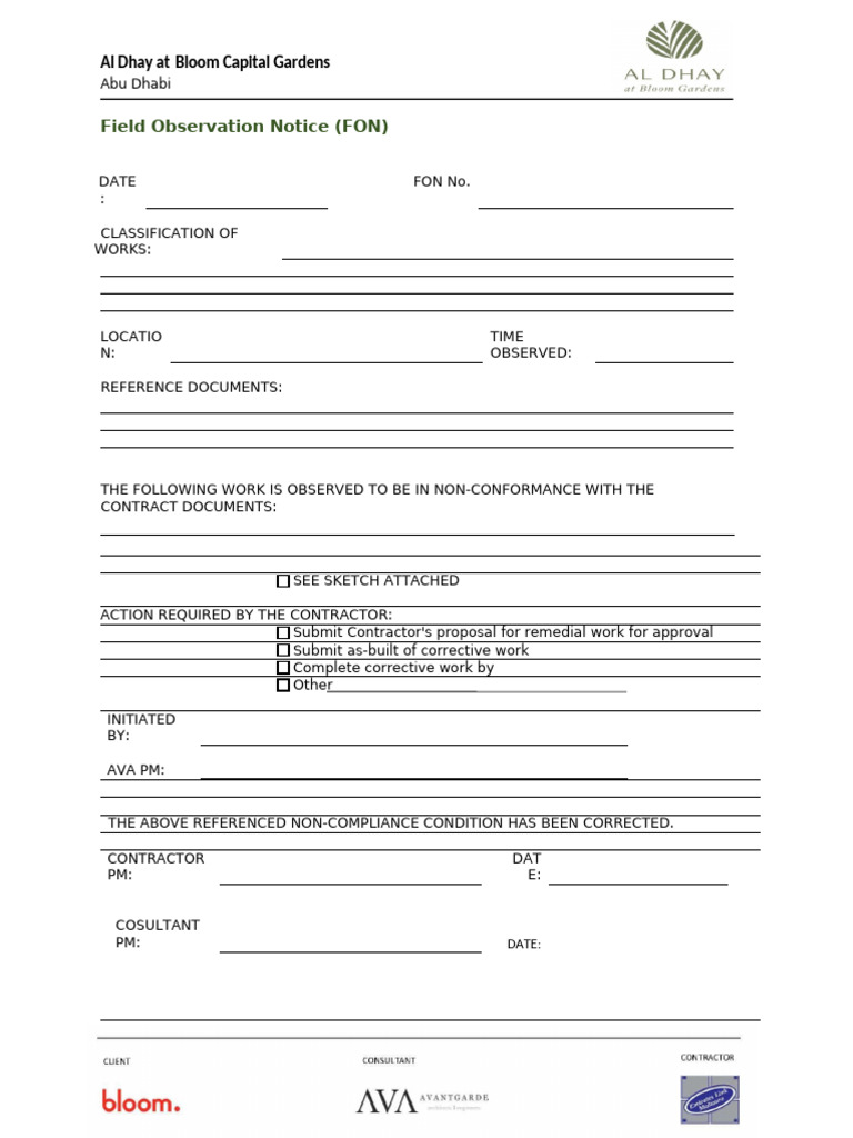 Non-Conformance Notice for Al Dhay Project | PDF