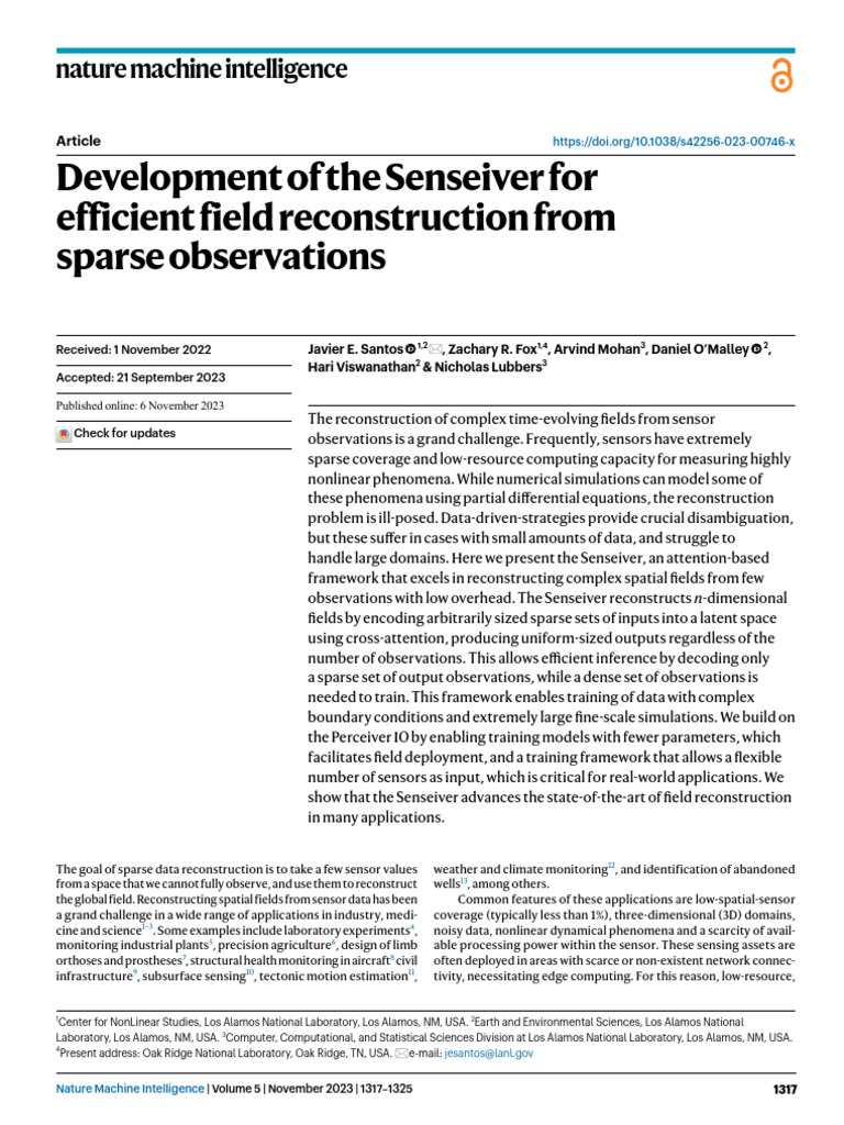 Development of The Senseiver For Efficient Field Reconstruction From ...
