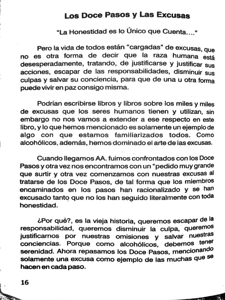 los 12 pasos y las excusas | PDF | Oración | Sicología